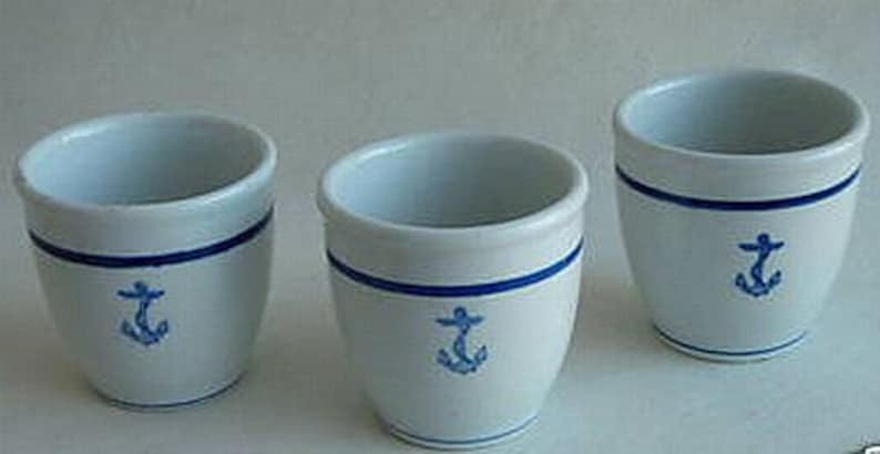 WWII US Navy Handless Watchstanding Mug or Cup W Fouled Anchor Used in ...