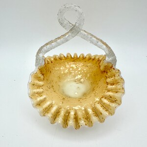 Victorian Gold Spangle Glass Basket: Antique Handblown Vase - Etsy