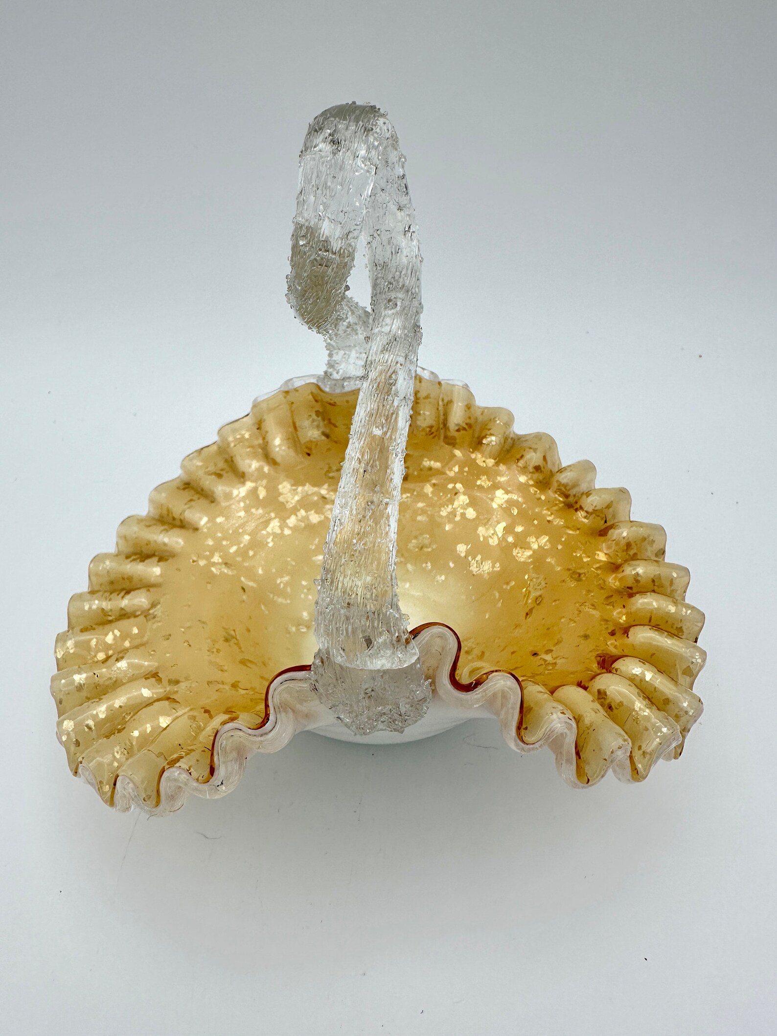 Victorian Gold Spangle Glass Basket: Antique Handblown Vase - Etsy