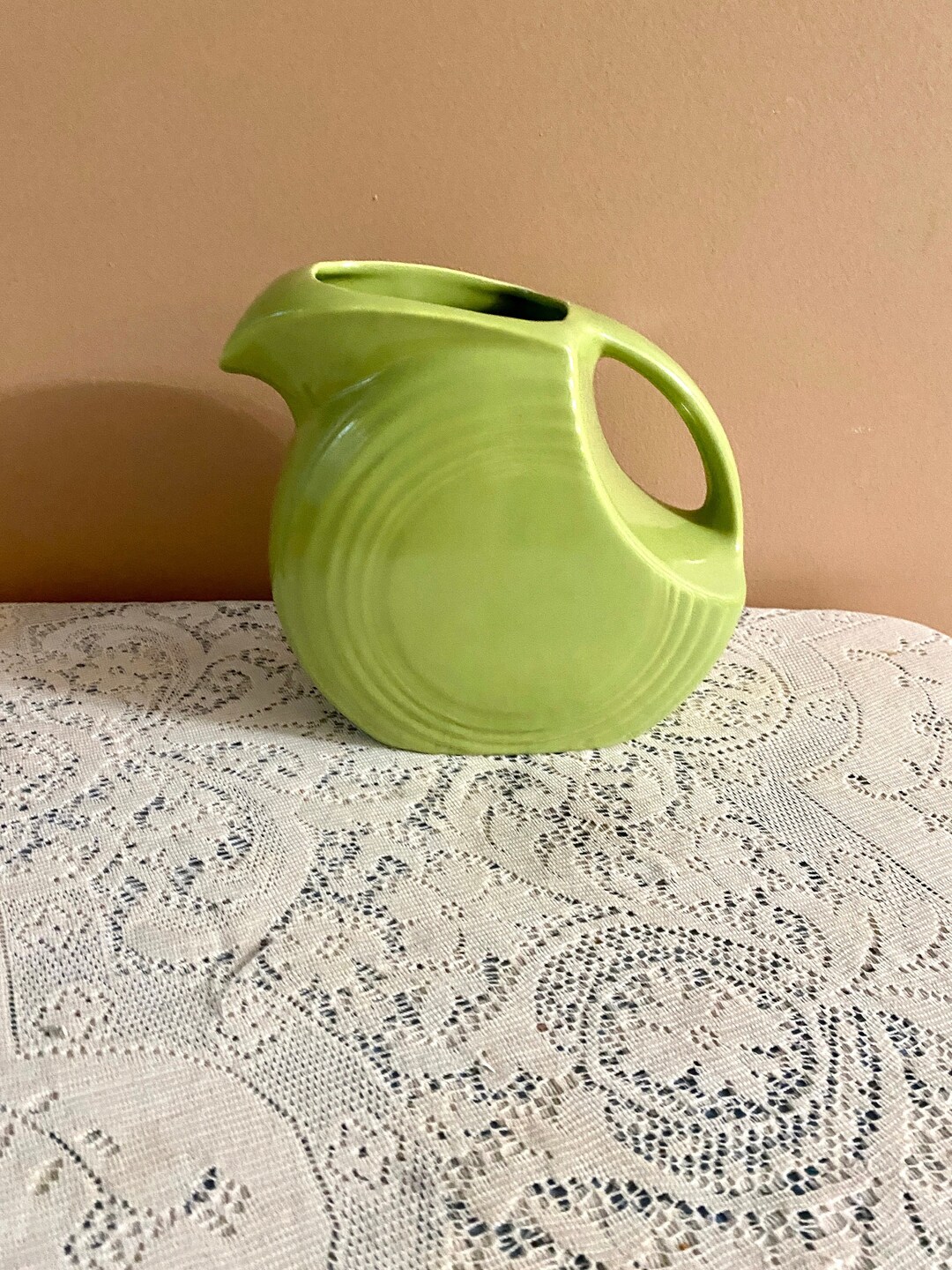 Vintage Fiesta Original Chartreuse Disc Water Pitcher - Etsy