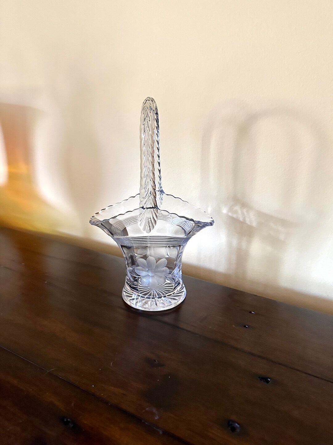Vintage Duncan Miller Crystal Etched Bride Basket - Etsy