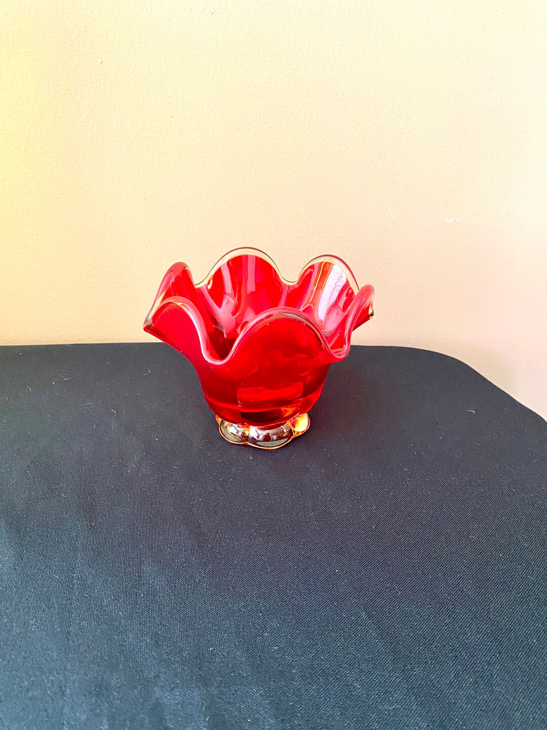 Viking Red Glass Bowl - Etsy