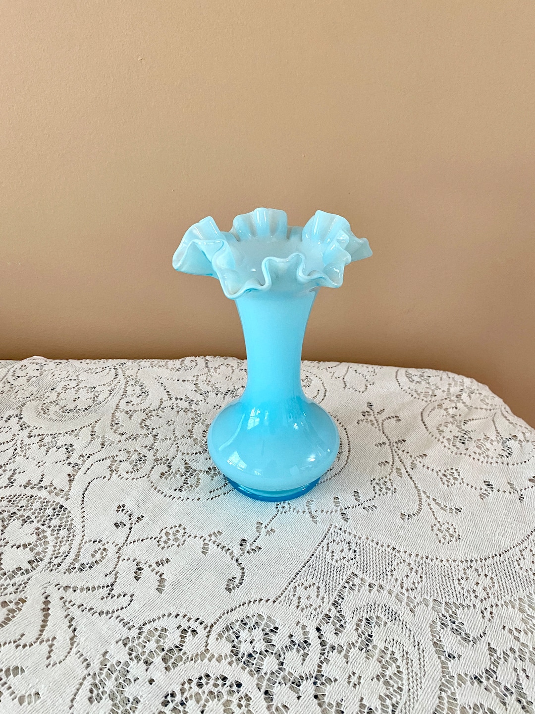 Fenton Blue Glass Vase - Etsy