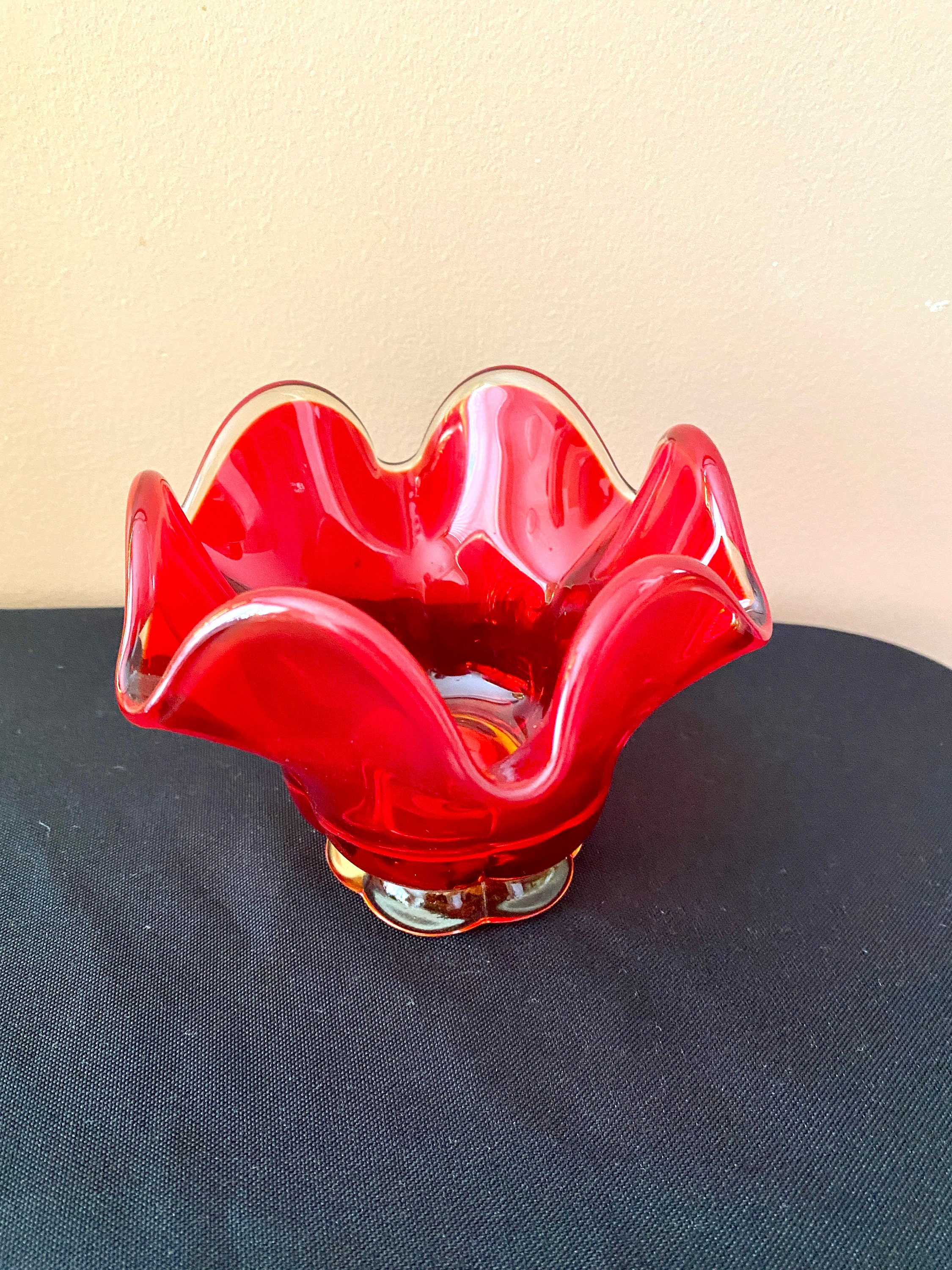 Viking Red Glass Bowl - Etsy