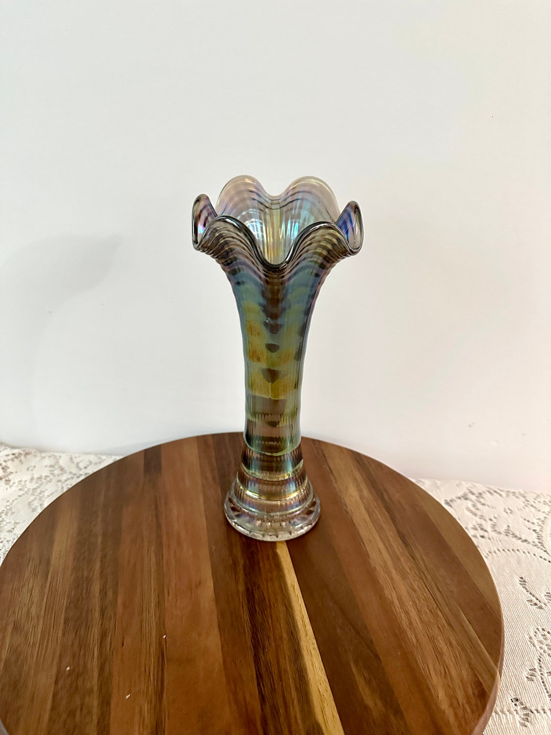 Vintage Imperial Ribbed Carnival Glass Vase - Etsy