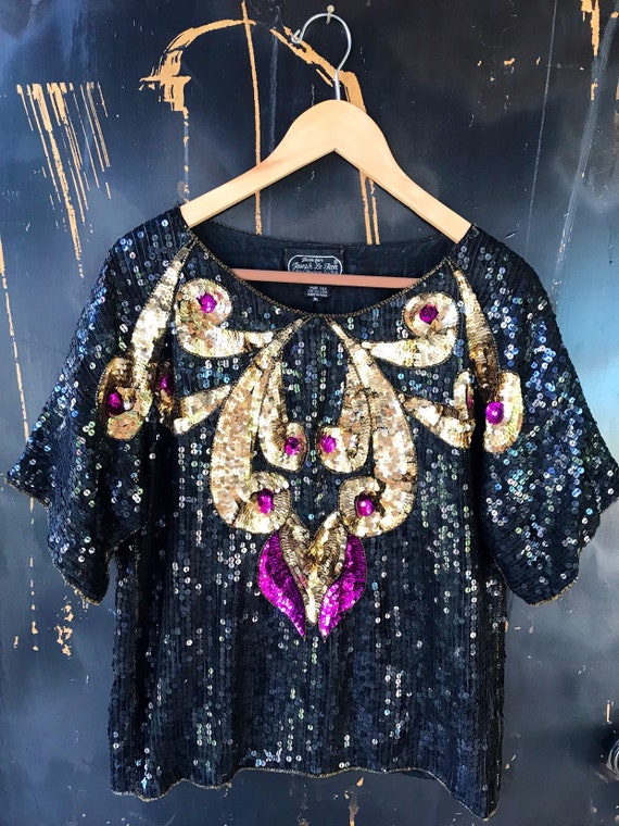 Vintage 50's/60's All-over Sequin Art Nouveau Pure | Etsy