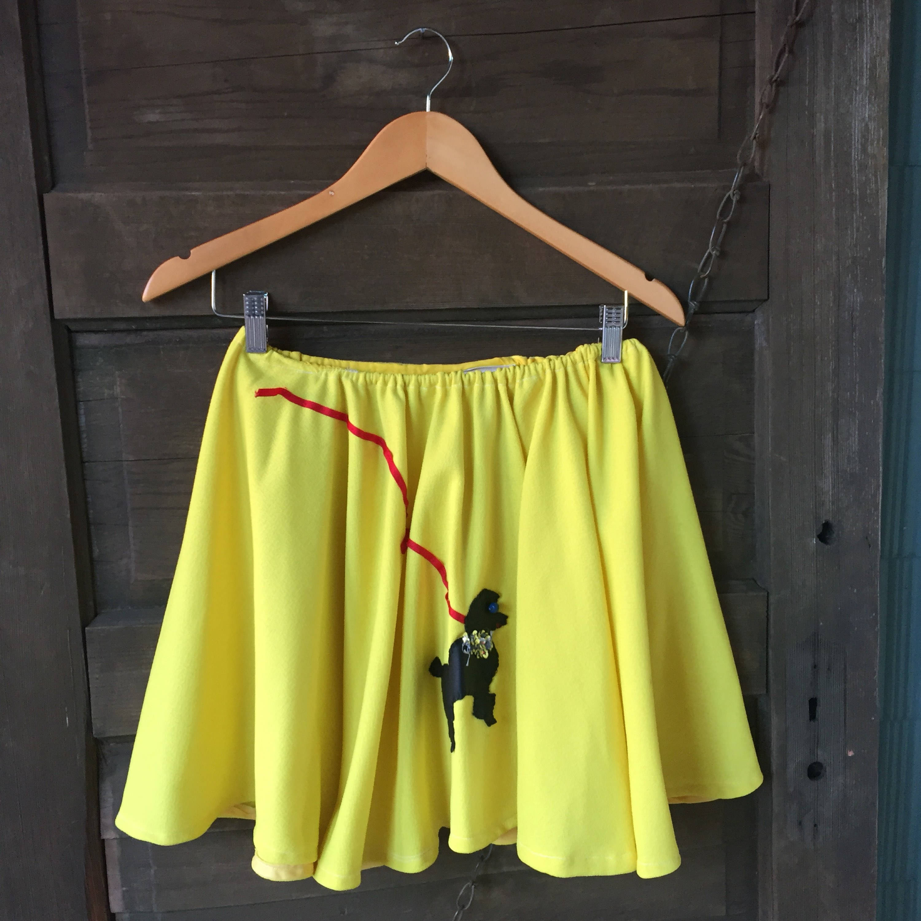 Vintage 50's Yellow Poodle Appliqué Circle Mini Skirt Size Medium - Etsy