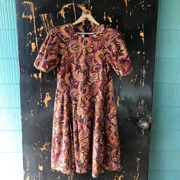 70s Paisley Dress - Etsy