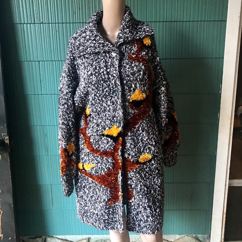 Vintage Hand Knit Tree Branch Design Cardigan Robe Coat Size - Etsy