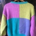 Vintage 80s/90s Bright Color Block ABC Knit Sweater Handmade - Etsy