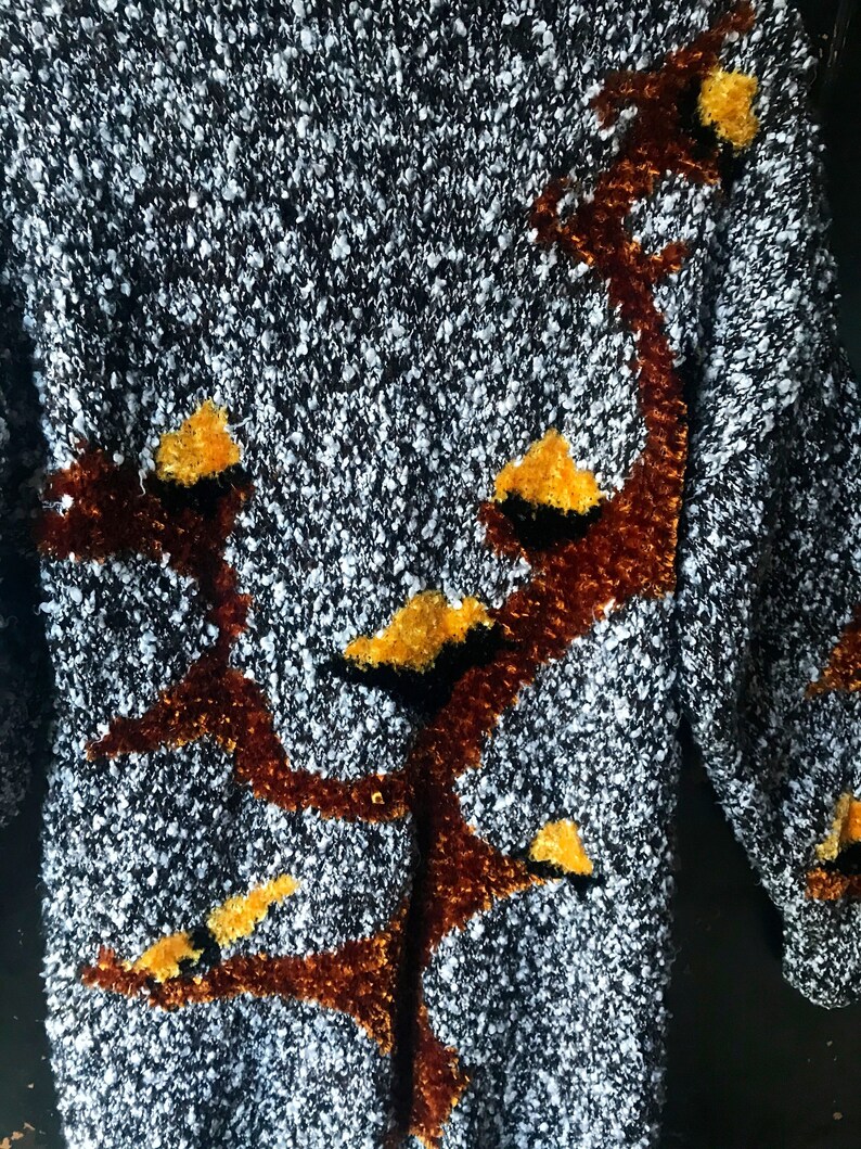 Vintage Hand Knit Tree Branch Design Cardigan Robe Coat Size - Etsy