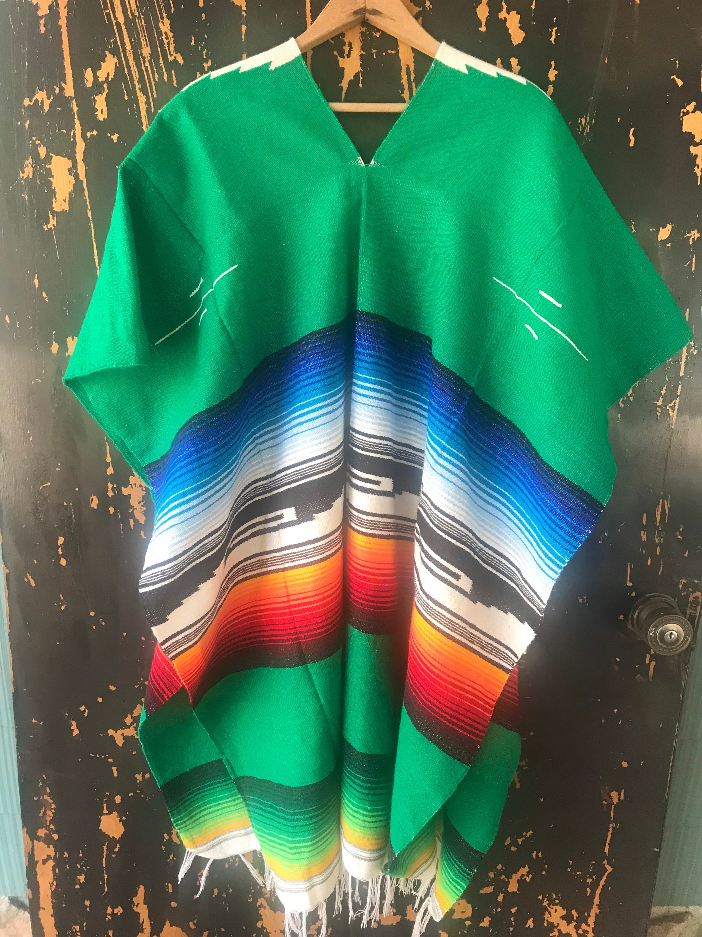 Vintage 70’s Authentic Green Mexican Woven Serape Blanket Poncho - Etsy