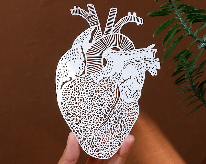 Heart Anatomy Paper Cut Template | Human Heart Paper Cutting Art | Svg ...