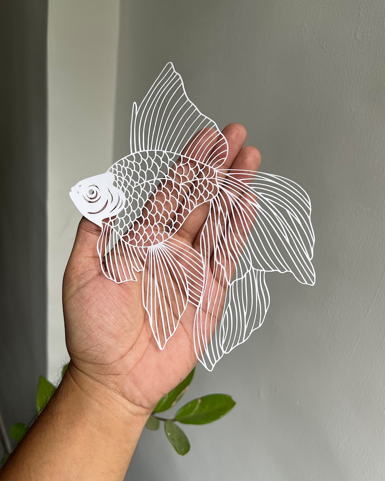 Gold Fish Papercut Template Papercutting Art Fish Craft Cricut SVG ...