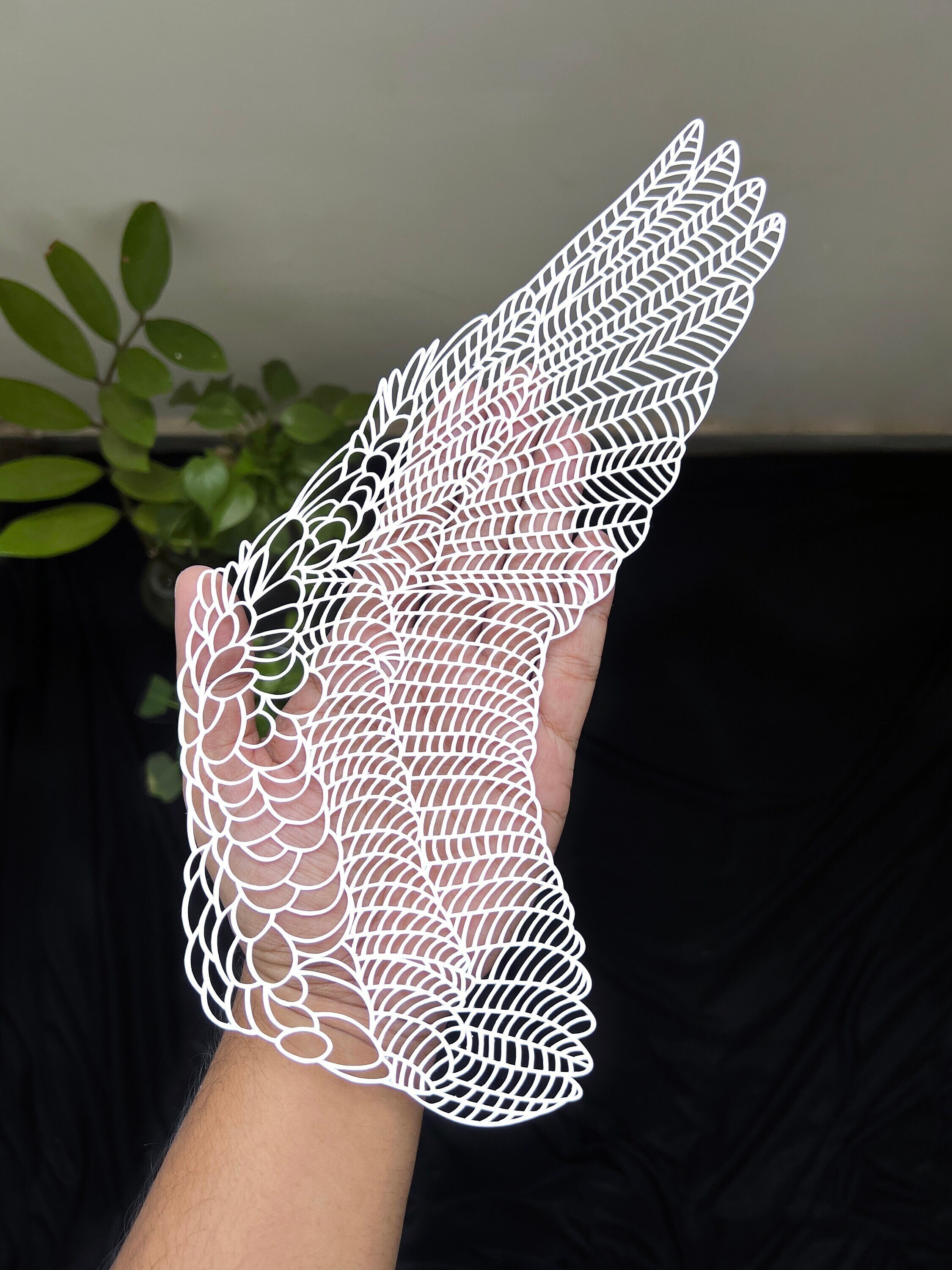 Bird Wings Papercut Template Feather Papercutting Art Svg Pdf Jpg ...