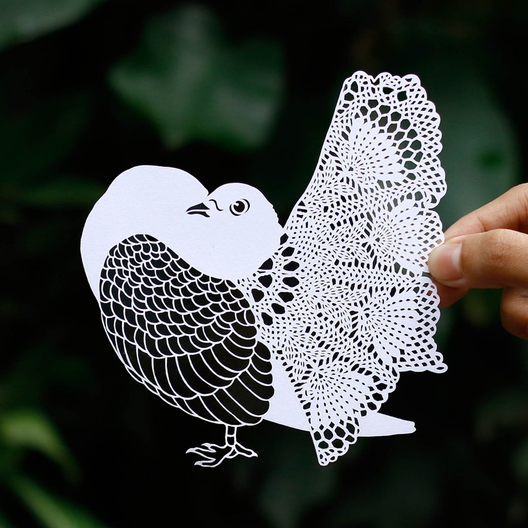 Pigeon Bird Papercut Template, Papercutting SVG, Paper Cut Art, Digital ...