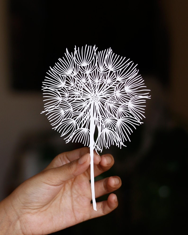 Dandelion Papercut Template | Flower Papercutting Art Cricut SVG ...