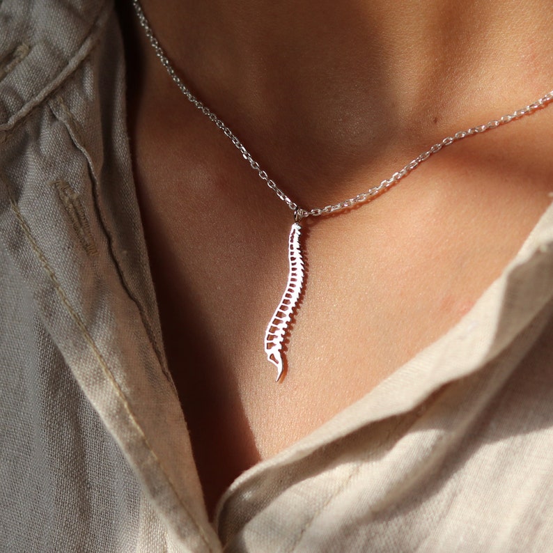 Spinal Cord Pendant Human Organ Jewelry Silver Pendant Biology ...
