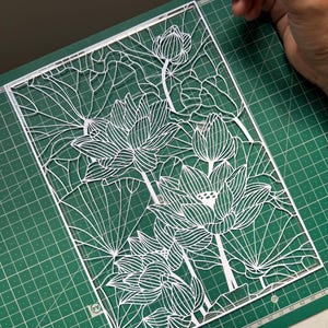 Lotus Papercut Template Papercutting Art Lotus Flower Cricut SVG ...