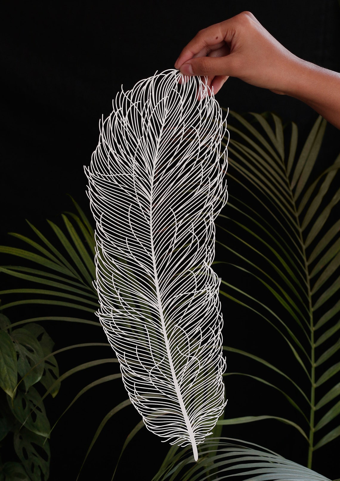 Feather Papercut Template, Bird Feather Papercutting SVG, Paper Cut Art ...