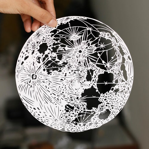 Moon Papercut Template Lunar Paper Art Paper Cutting Art - Etsy