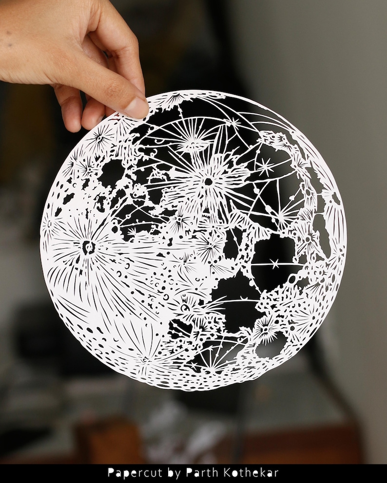 Moon Papercut Template Lunar Paper Art Paper Cutting Art - Etsy