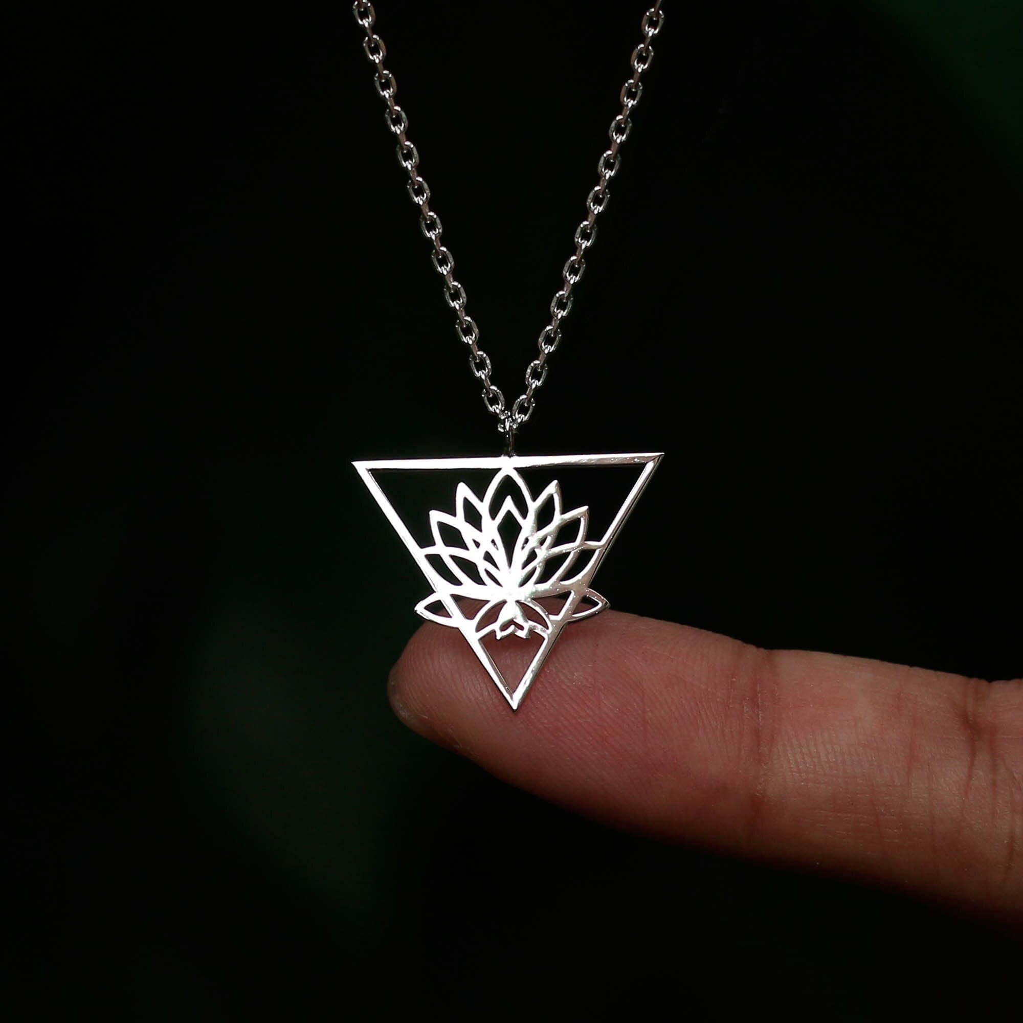 Original Hand-cut 925 Silver Pendant Lotus Triangle Necklaces Shipping ...