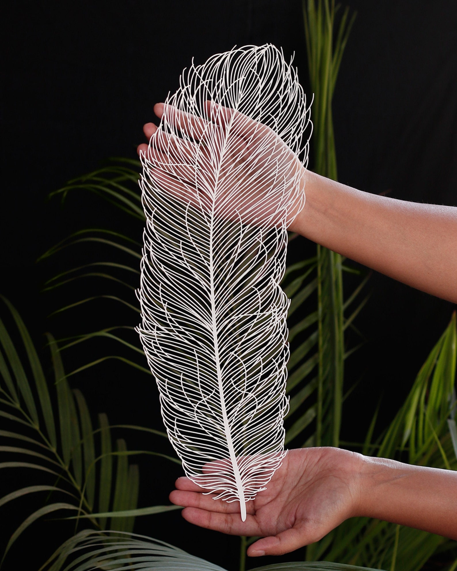 Feather Papercut Template, Bird Feather Papercutting SVG, Paper Cut Art ...