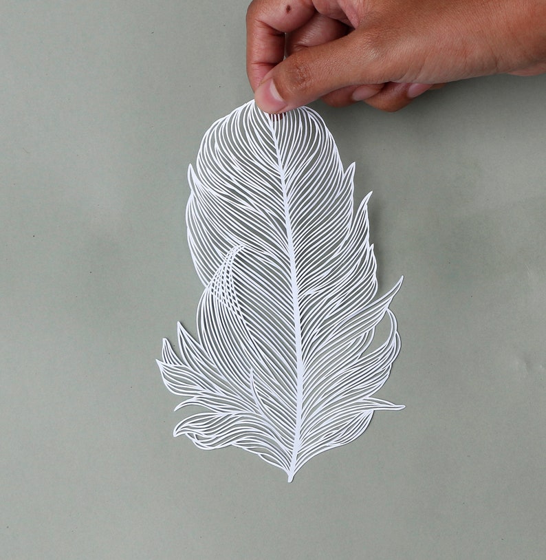 Feather Papercut Template Feathers Papercutting Art Svg Pdf - Etsy