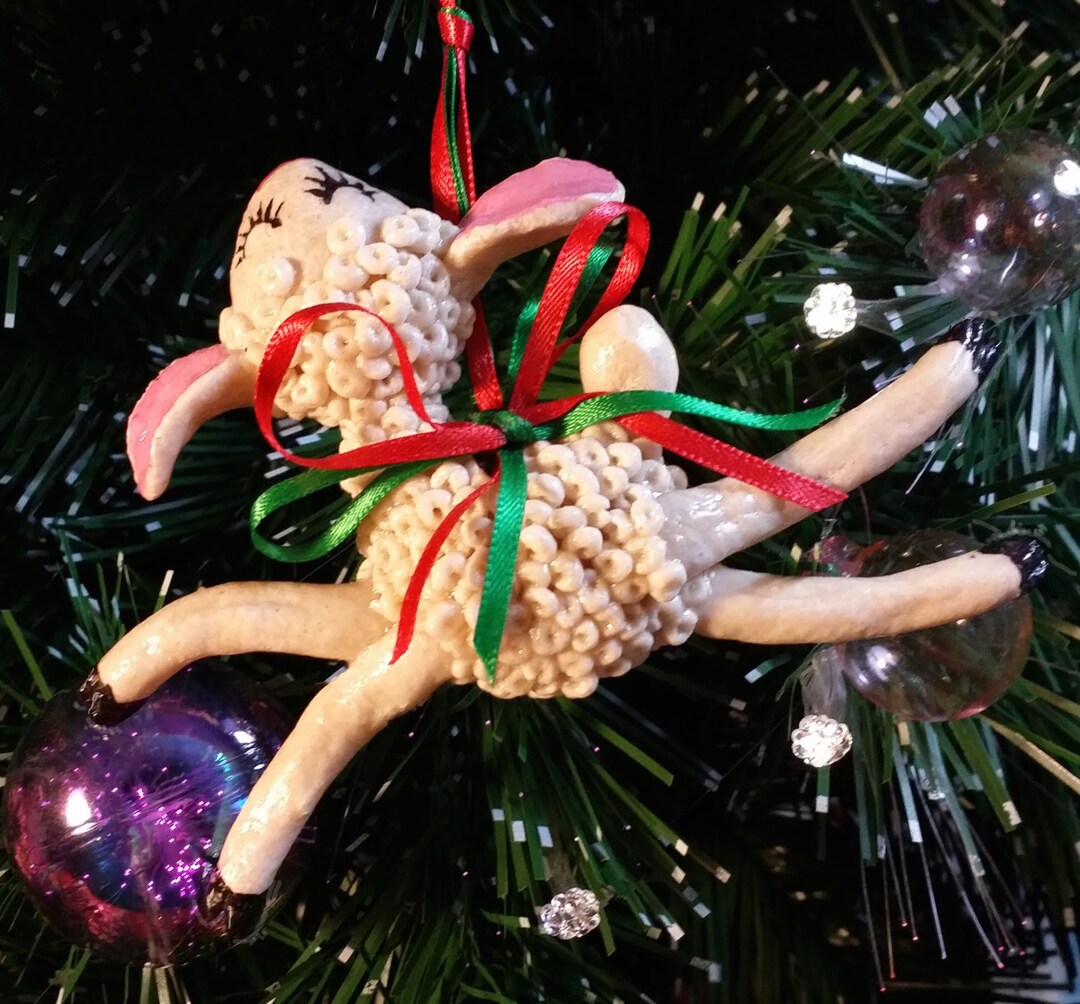 DANCING LAMB Ornament, Keepsake Lacquered Bread Dough Sculpture, Hen ...
