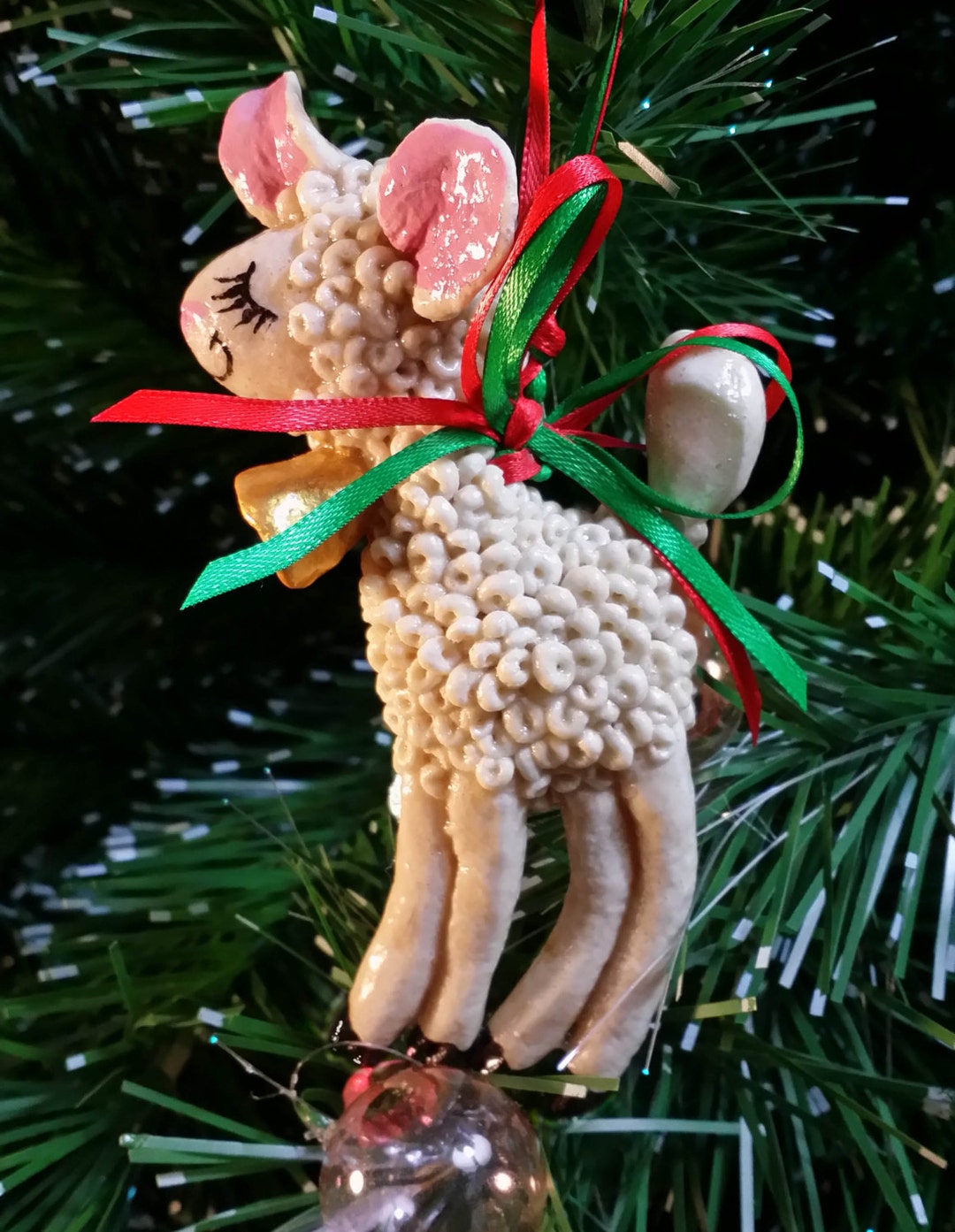 SWEET BELL LAMB Ornament, Lacquered Salt Dough Sculpture, Hen'steeth ...
