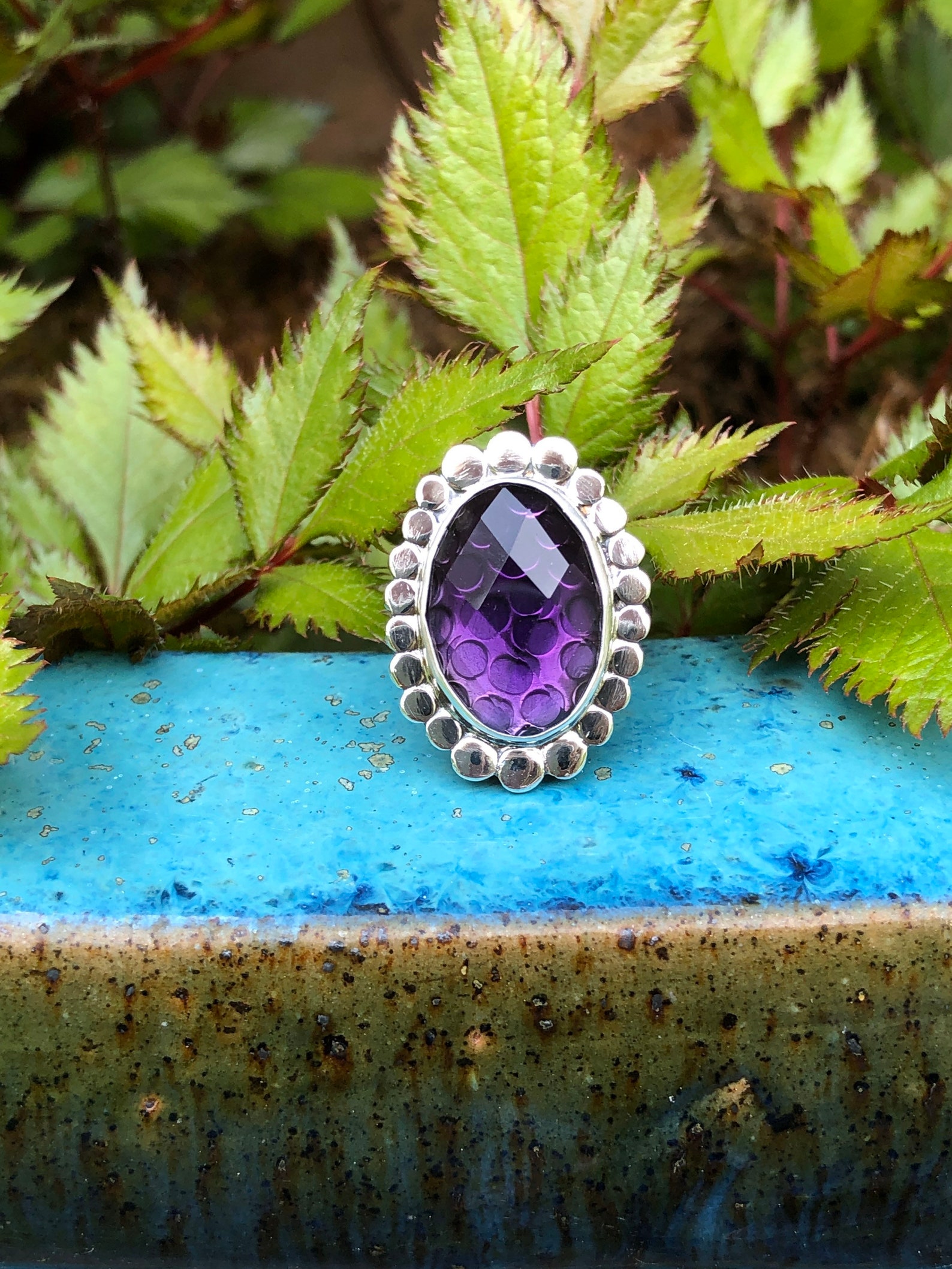 Rose Cut Amethyst Sterling Silver Ring Size 7 US - Etsy