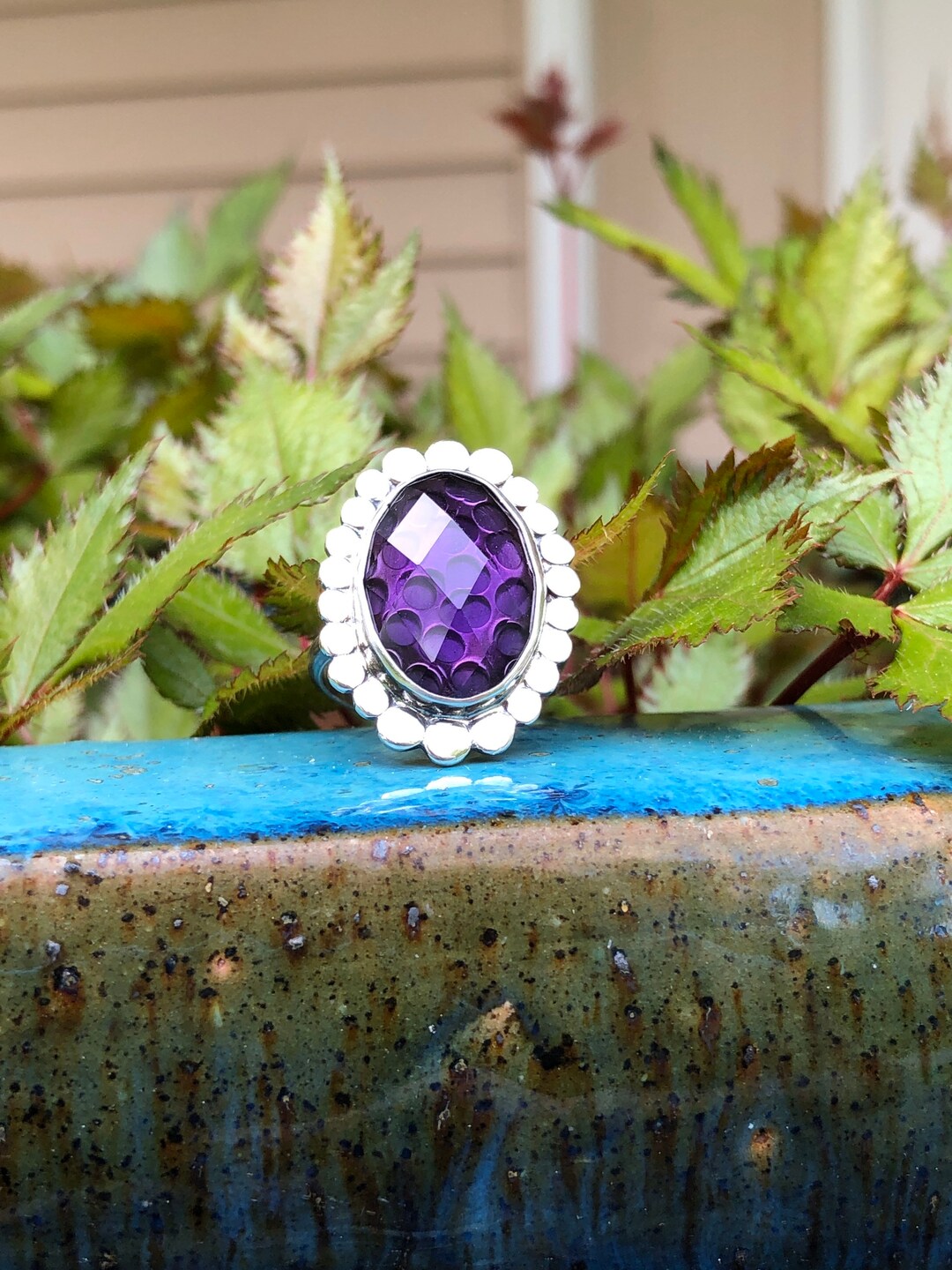 Rose Cut Amethyst Sterling Silver Ring Size 7 US - Etsy