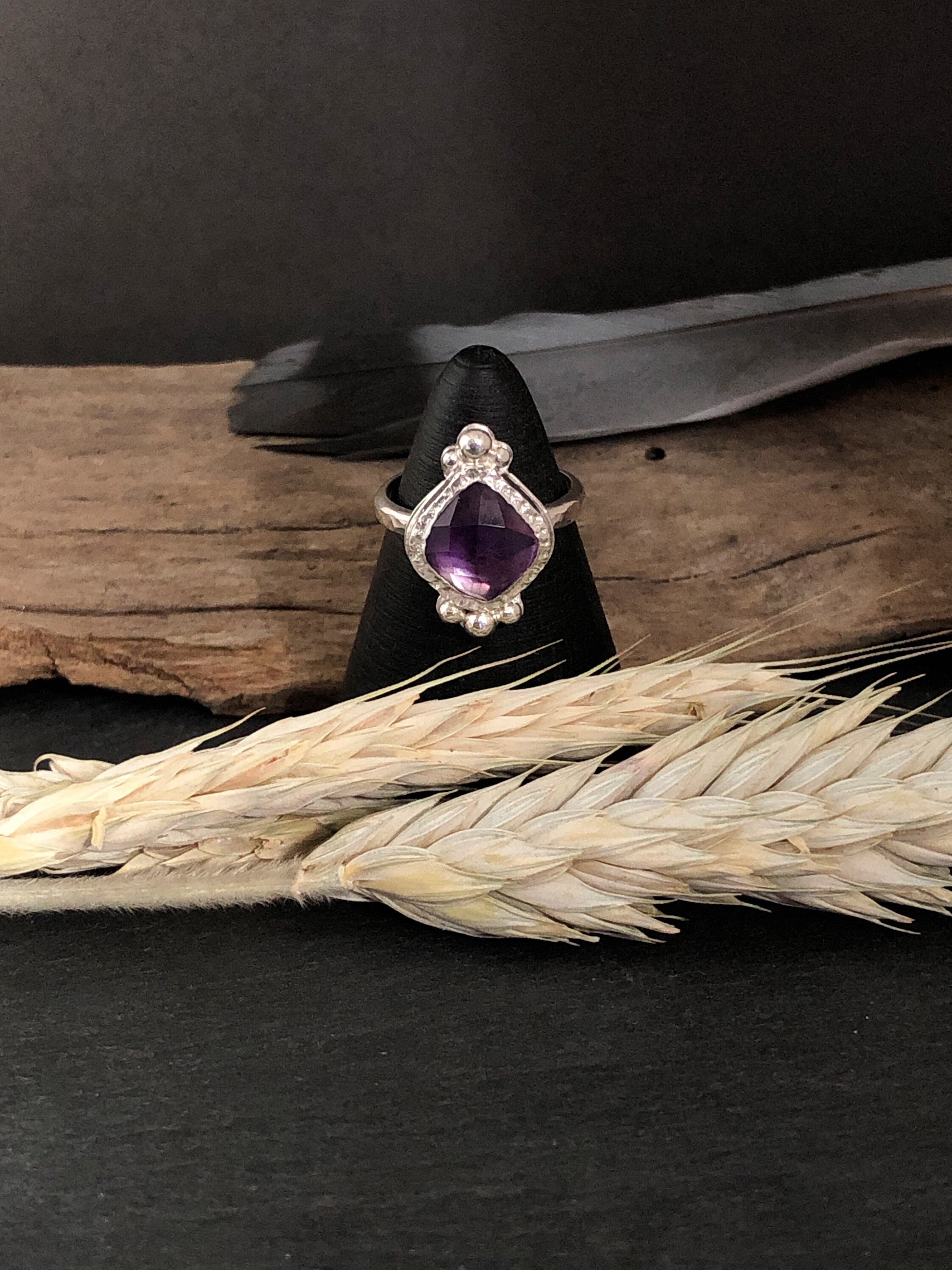 Rose Cut Amethyst, Sterling Silver Ring Size 6.5 US - Etsy