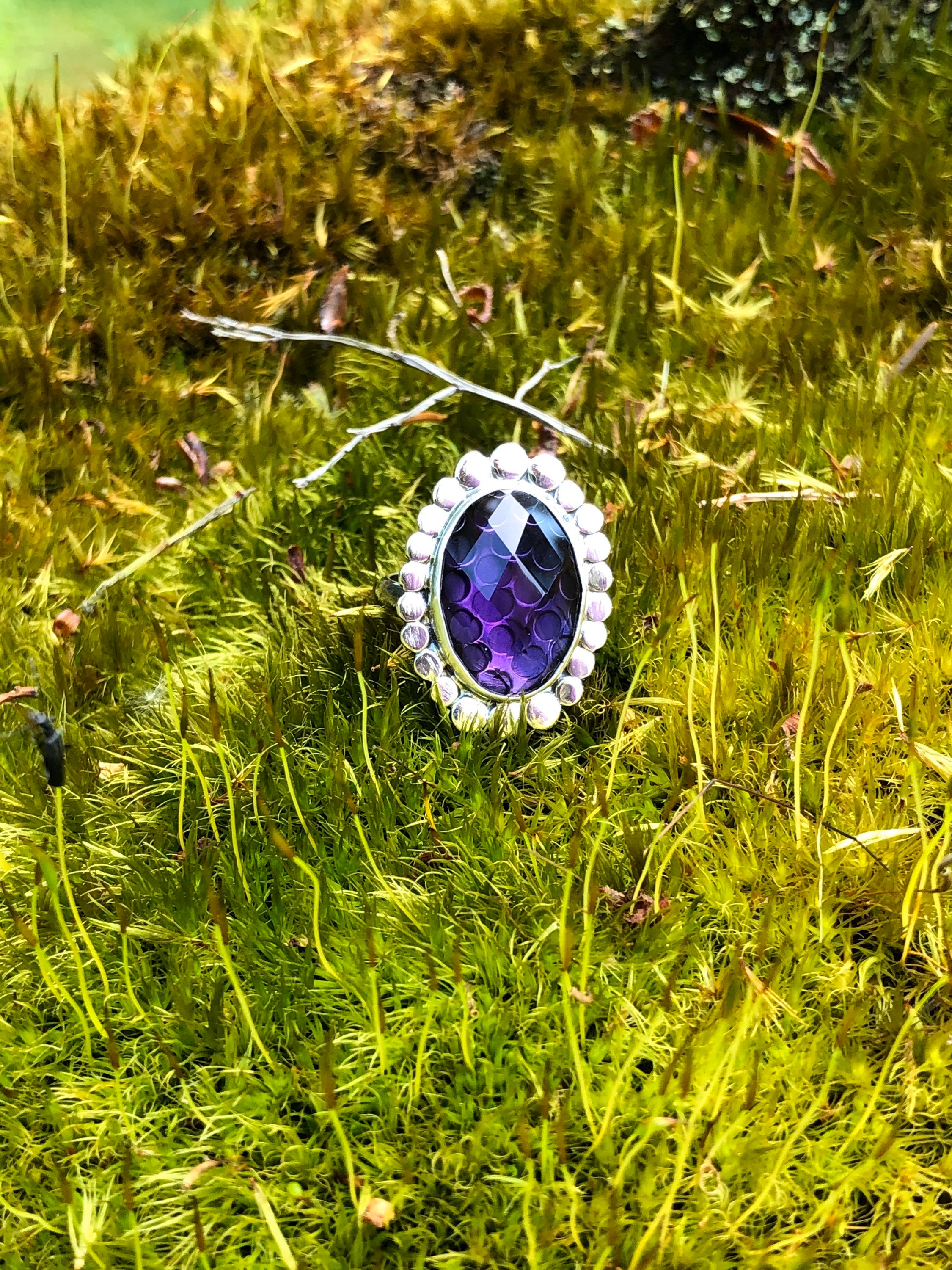 Rose Cut Amethyst Sterling Silver Ring Size 7 US - Etsy