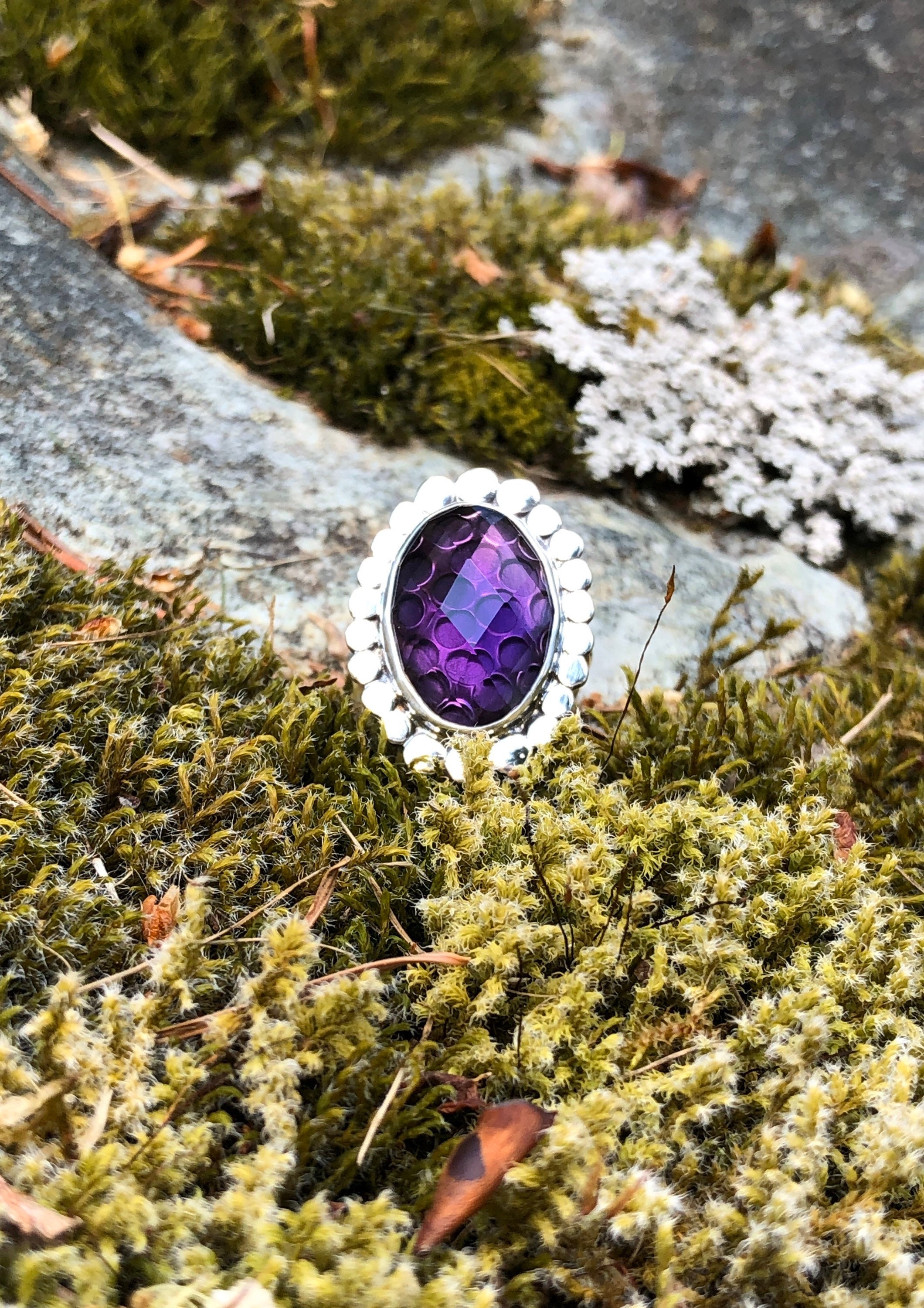 Rose Cut Amethyst Sterling Silver Ring Size 7 US - Etsy