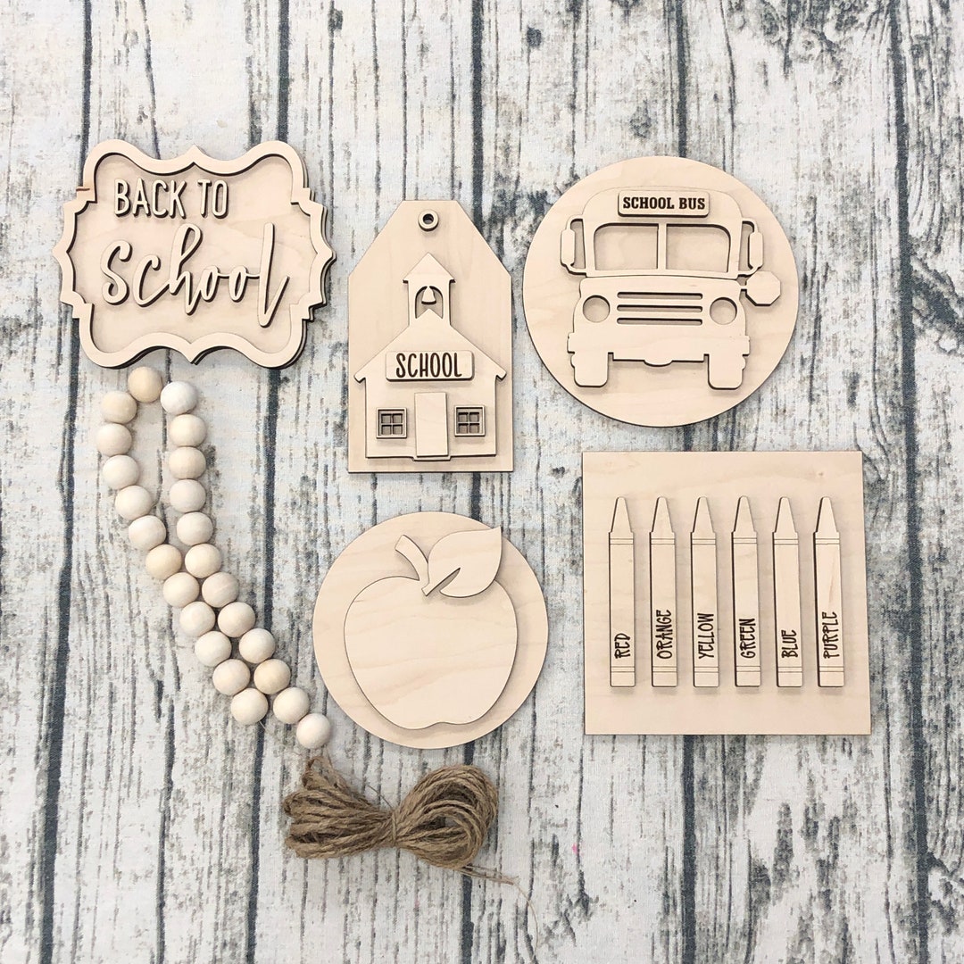 DIY Back to School Tiered Tray Set, Paint Your Own Back to School ...