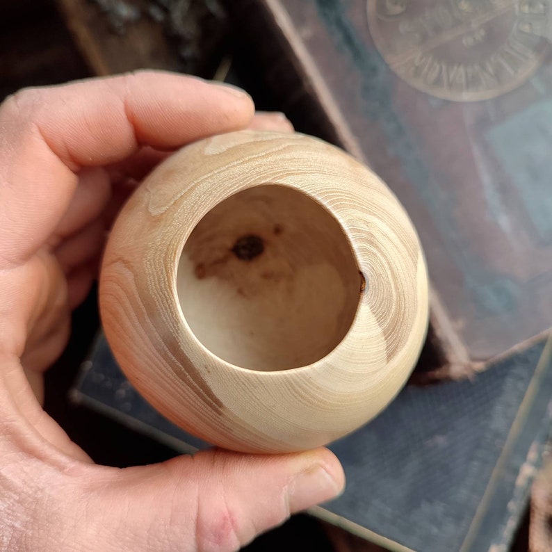 Wooden Vessel Ash Wood Sculpture Carving Hand Made Pot Natural Art Home ...