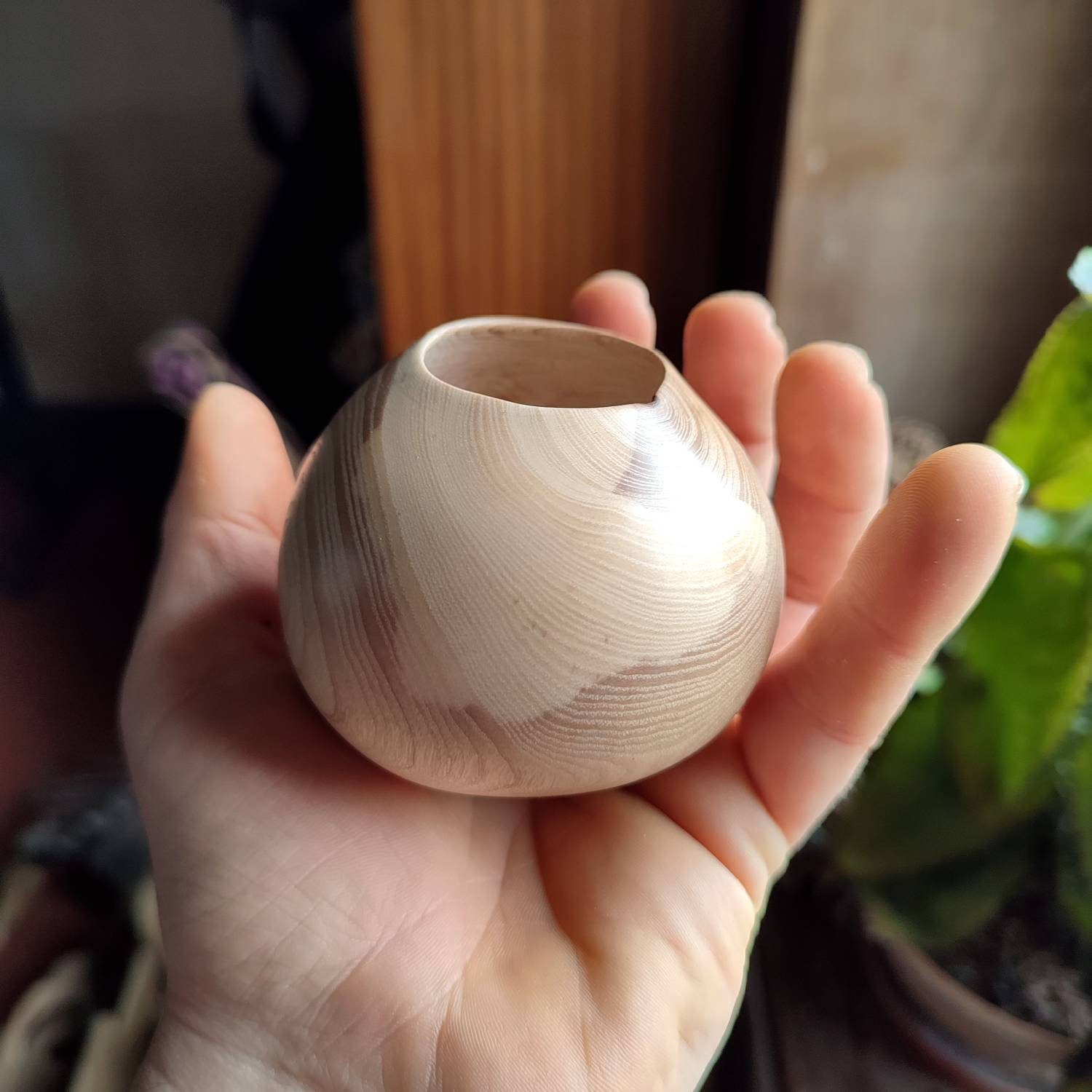 Wooden Vessel Ash Wood Sculpture Carving Hand Made Pot Natural Art Home ...