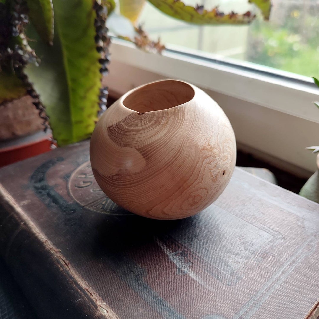Wooden Vessel - Ash Wood Sculpture - Carving - Hand Made Pot - Natural ...