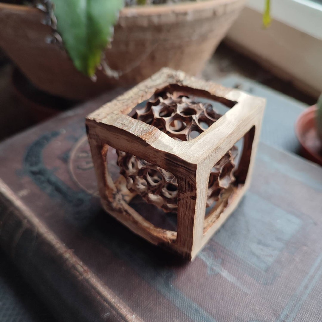 Captive Sphere Cube Puzzle Cube Woodcarving Hawthorn Handmade Wooden ...