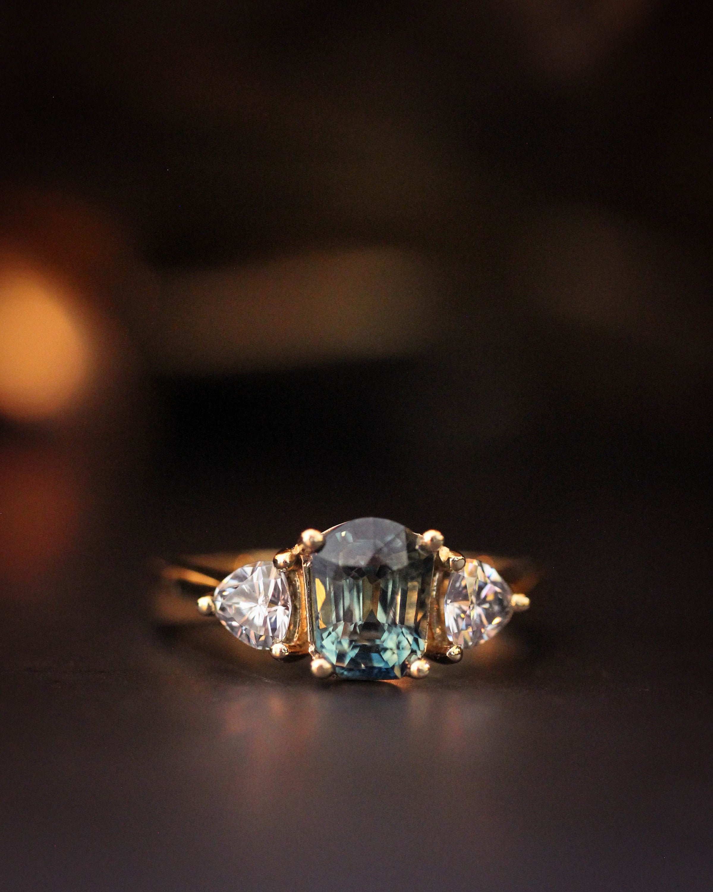 Green blue sapphire engagement ring One of a kind ring | Etsy