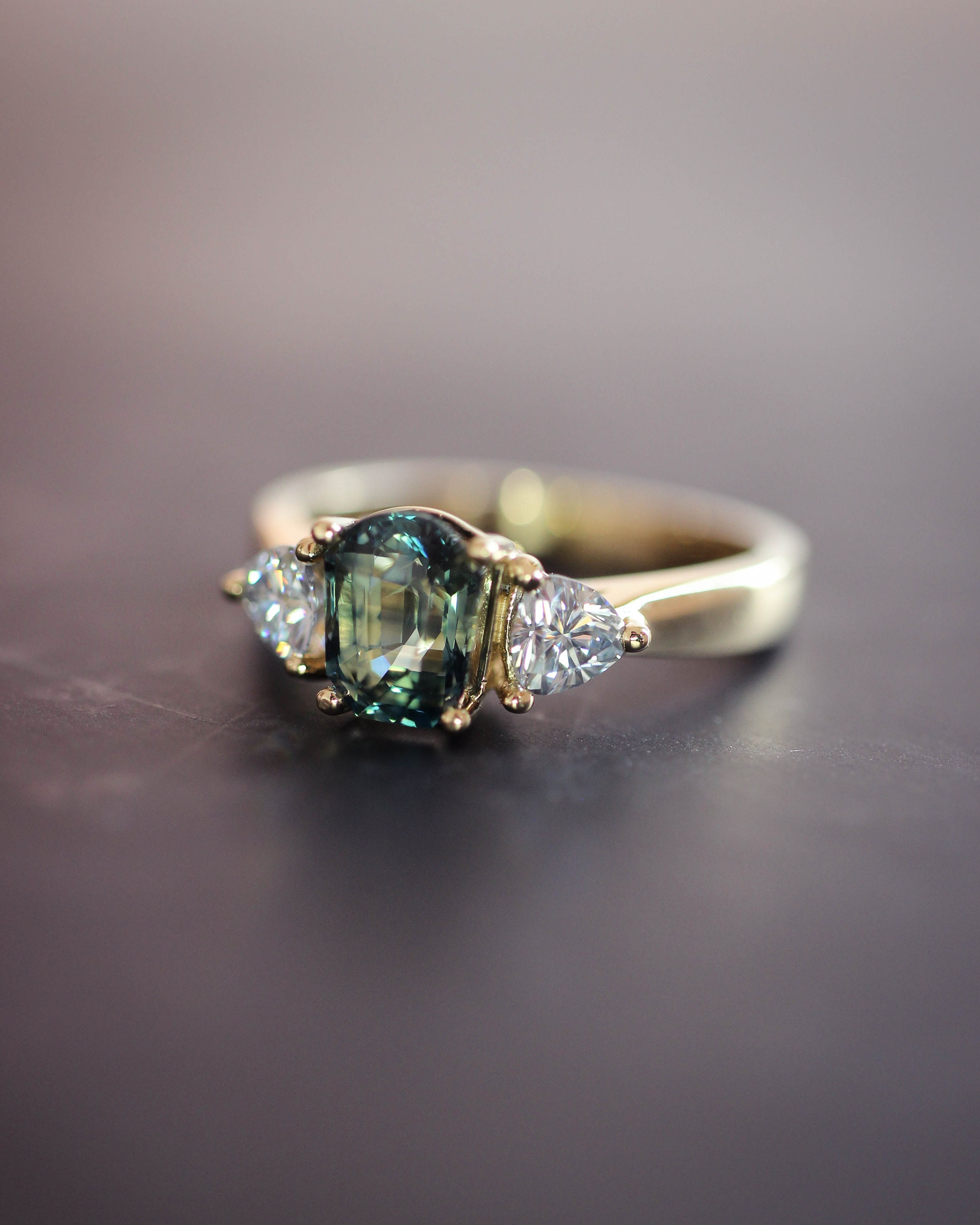 Green blue sapphire engagement ring One of a kind ring | Etsy