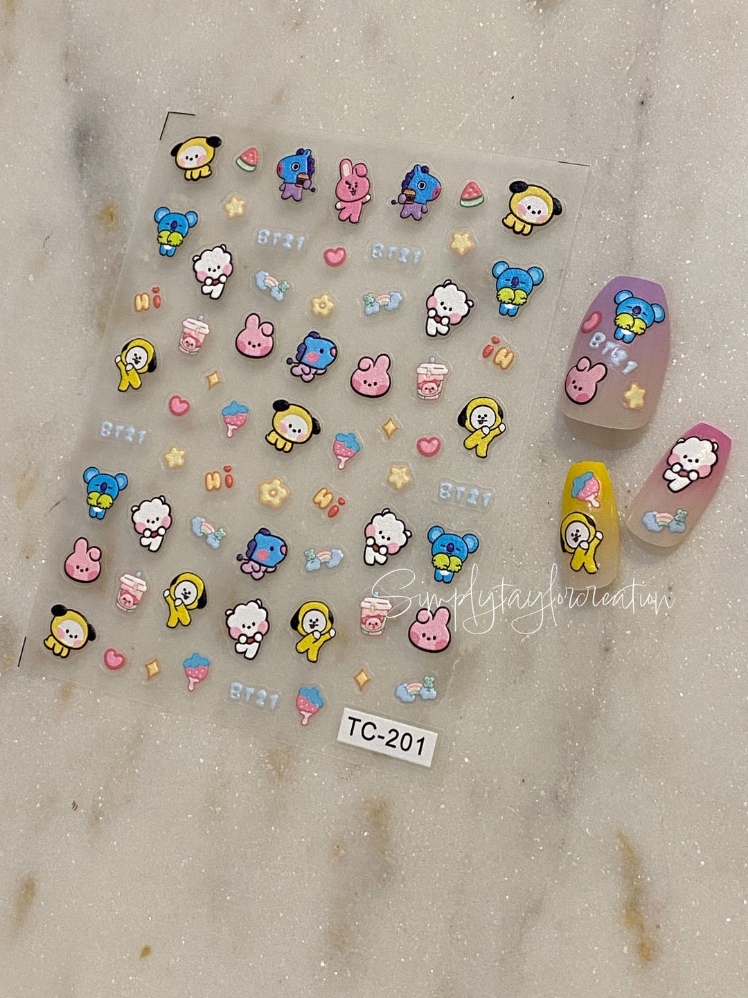 BT21 5d Nail Art Sticker, Bt21 Sticker, Baby Bt21, Nail Sticker - Etsy