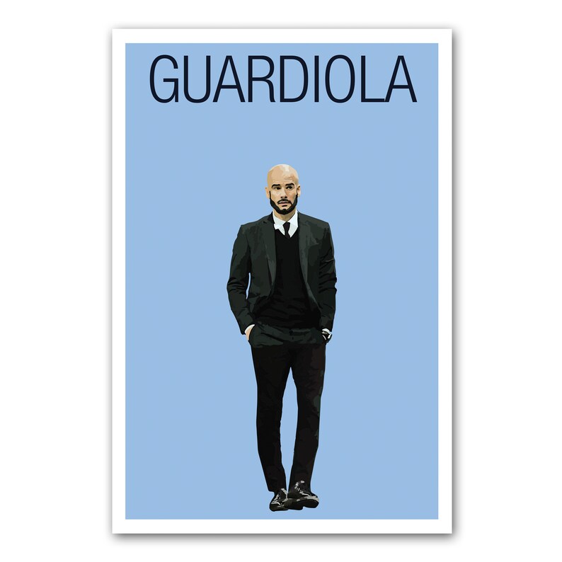 Pep Guardiola Poster - Manchester City Art Poster - Guardiola Soccer ...