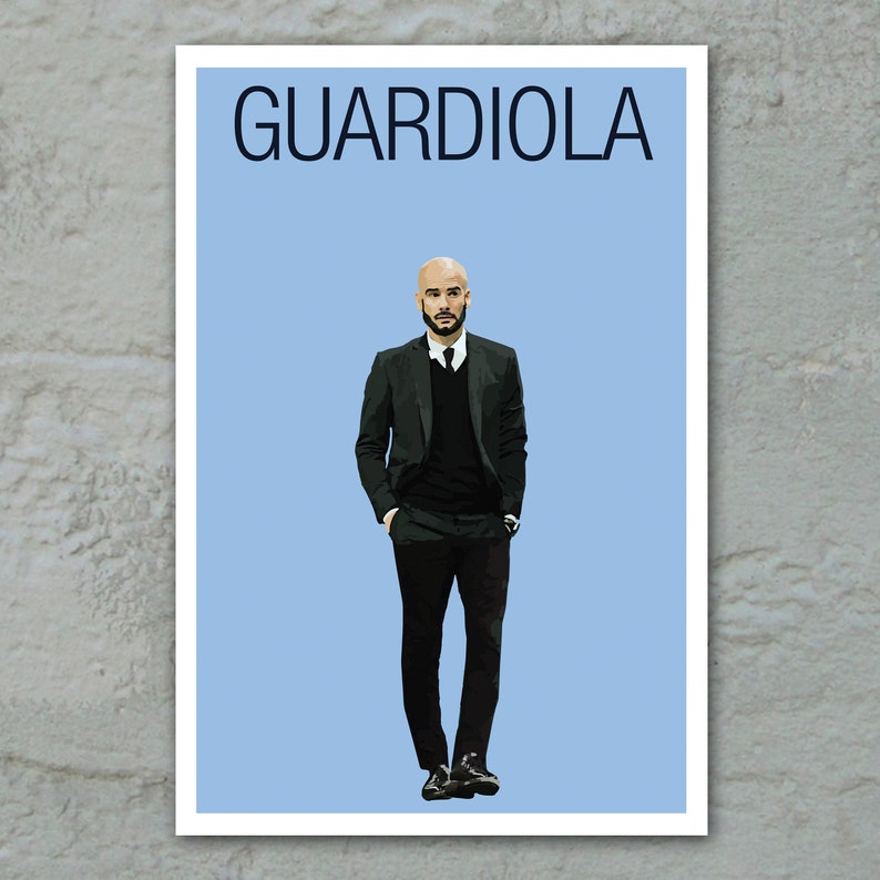 Pep Guardiola Poster - Manchester City Art Poster - Guardiola Soccer ...
