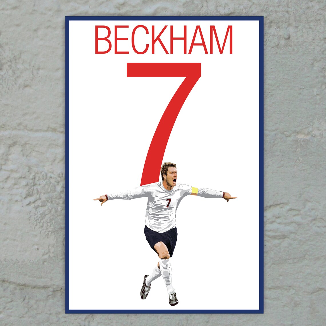 David Beckham Print - England Soccer Poster - Soccer Art - Unframed ...