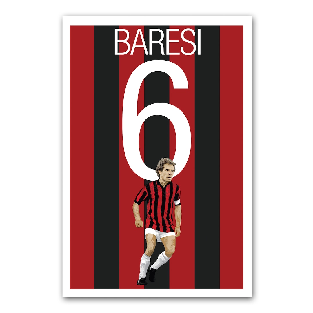 Franco Baresi Poster AC Milan Soccer Print Soccer Art - Etsy Ireland