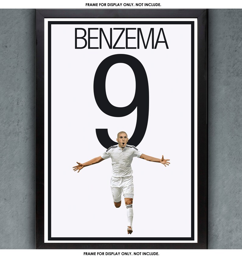 Karim Benzema 9 Poster - Real Madrid - France Soccer Poster- 8x10 ...