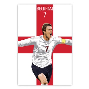 David Beckham Poster - England Soccer Print - Soccer Art - Unframed ...